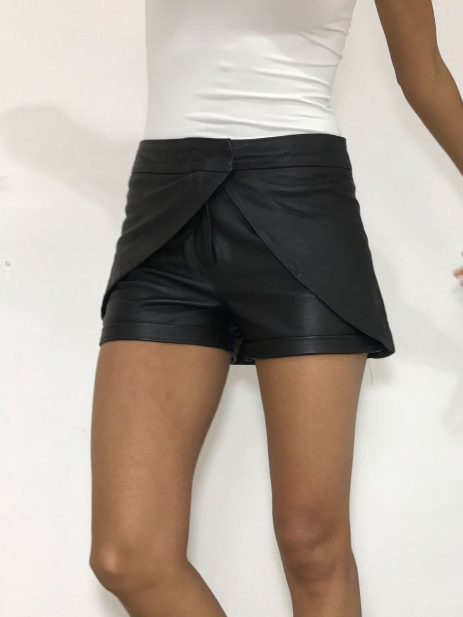 Florida Black - Couro Legitimo | Shorts Feminino Shillka Nunca Usado ...