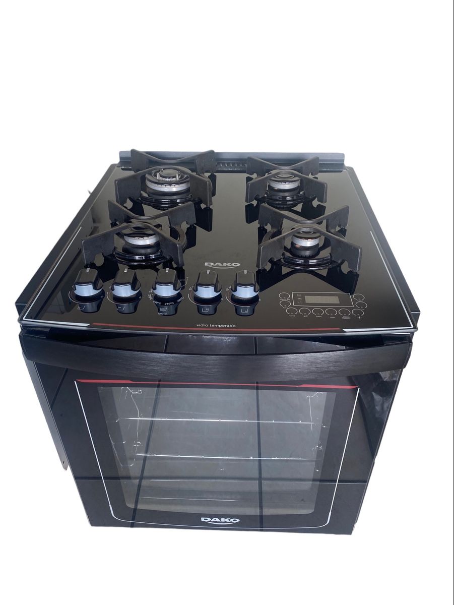 Fogão Embutir a Gás 4 Bocas Dako Turbo Glass Preto Autom Bivolt | Móvel de Cozinha Dako Usado ...