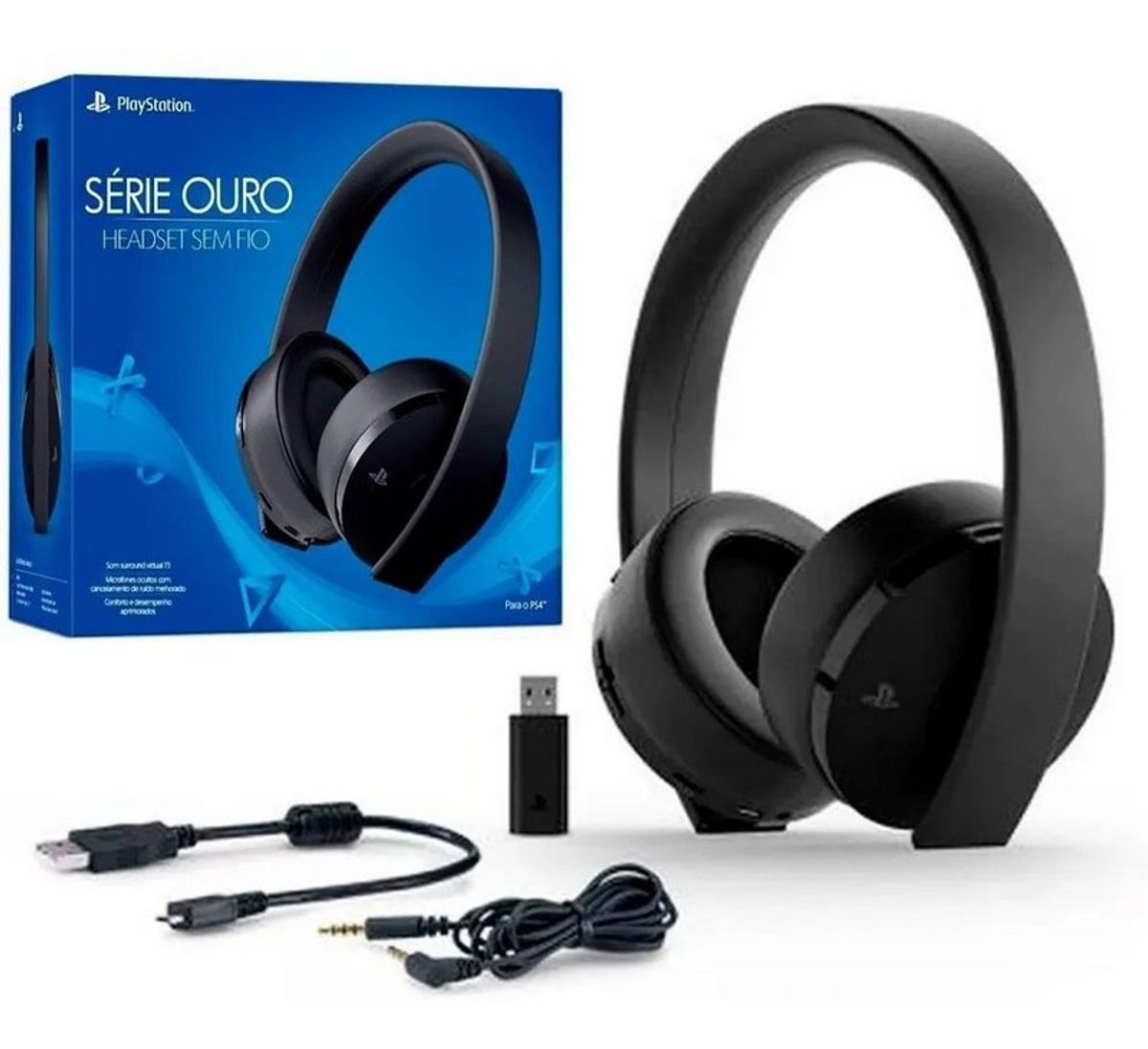 Fone De Ouvido Gamer Sem Fio Sony Playstation Gold Black Produto