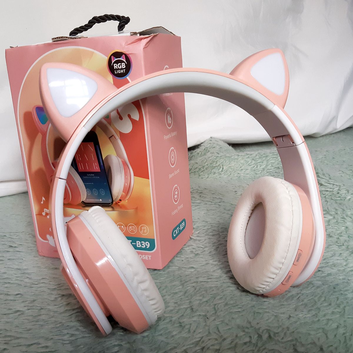 Fone de Ouvido Orelha de Gatinho Que Pisca - Modelo Cxt-b39 | Item de ...