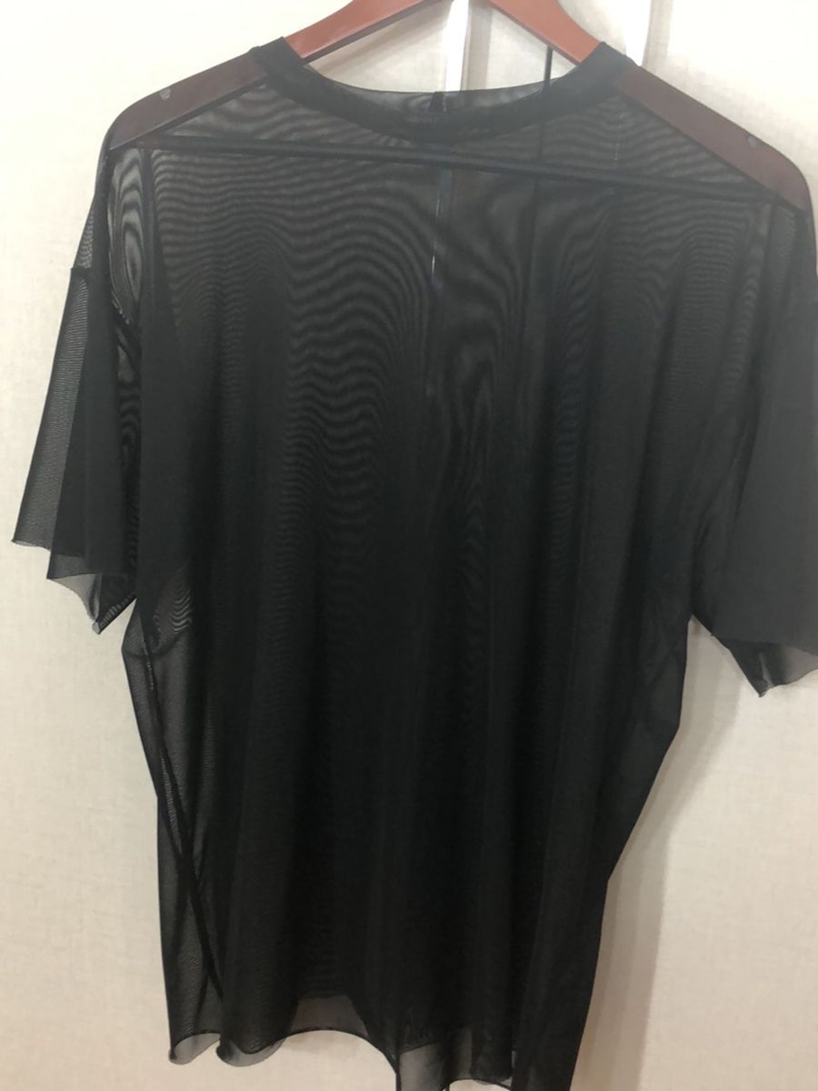 Forever Camisa Tule Preta Transparente | Camisa Feminina Forever 21 ...