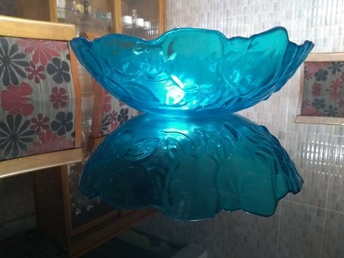 Fruteira/saladeira de Vidro Colorida Azul. | Móvel de Cozinha Lv Nunca ...