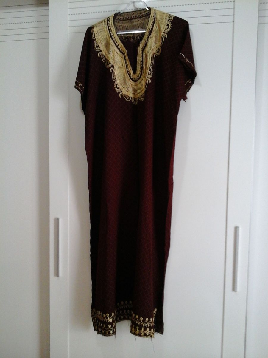 Galabi Vinho e Dourado | Vestido Feminino Usado 21417483 | enjoei