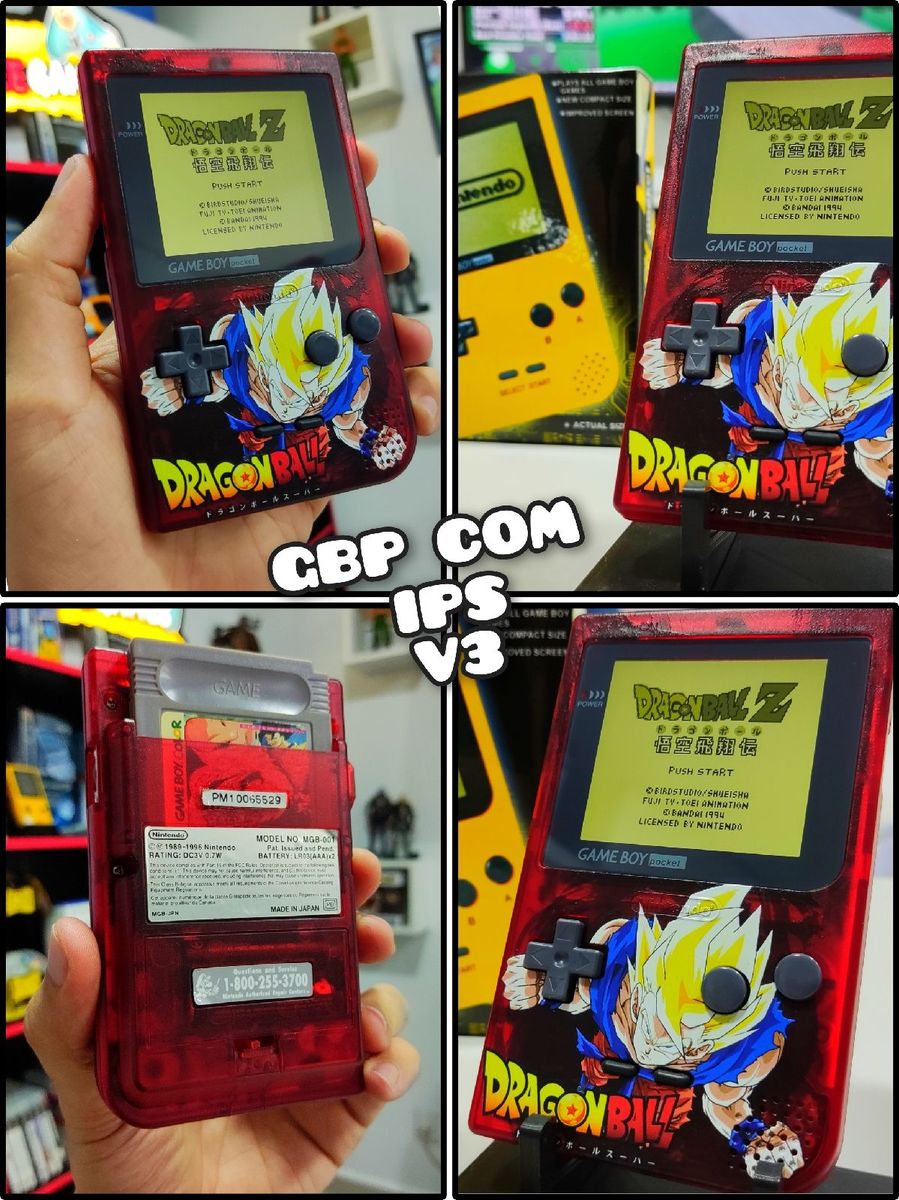 Game Boy Pocket Tela Ips V3 Shell Dragon Ball! | Console de Videogame ...