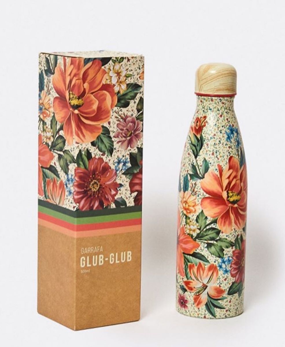 Garrafinha Garrafa Farm Glub Glub Floral 500 Ml Maravilhosa Prática ...