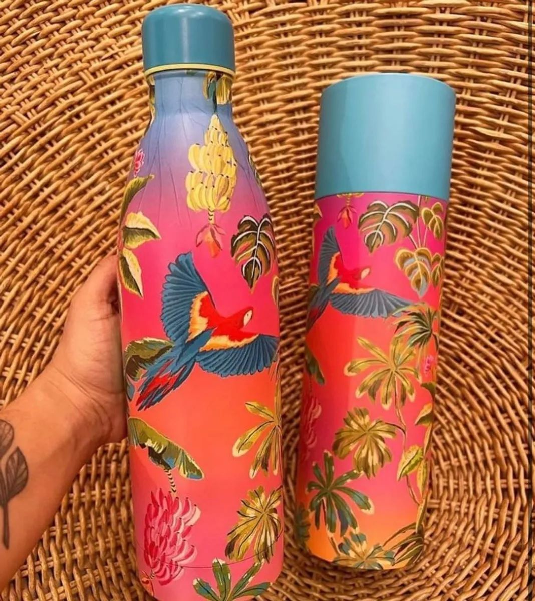 Garrafinha Térmica Farm 500ml Aço Inoxidável Beleza Tropicana Perfeita ...