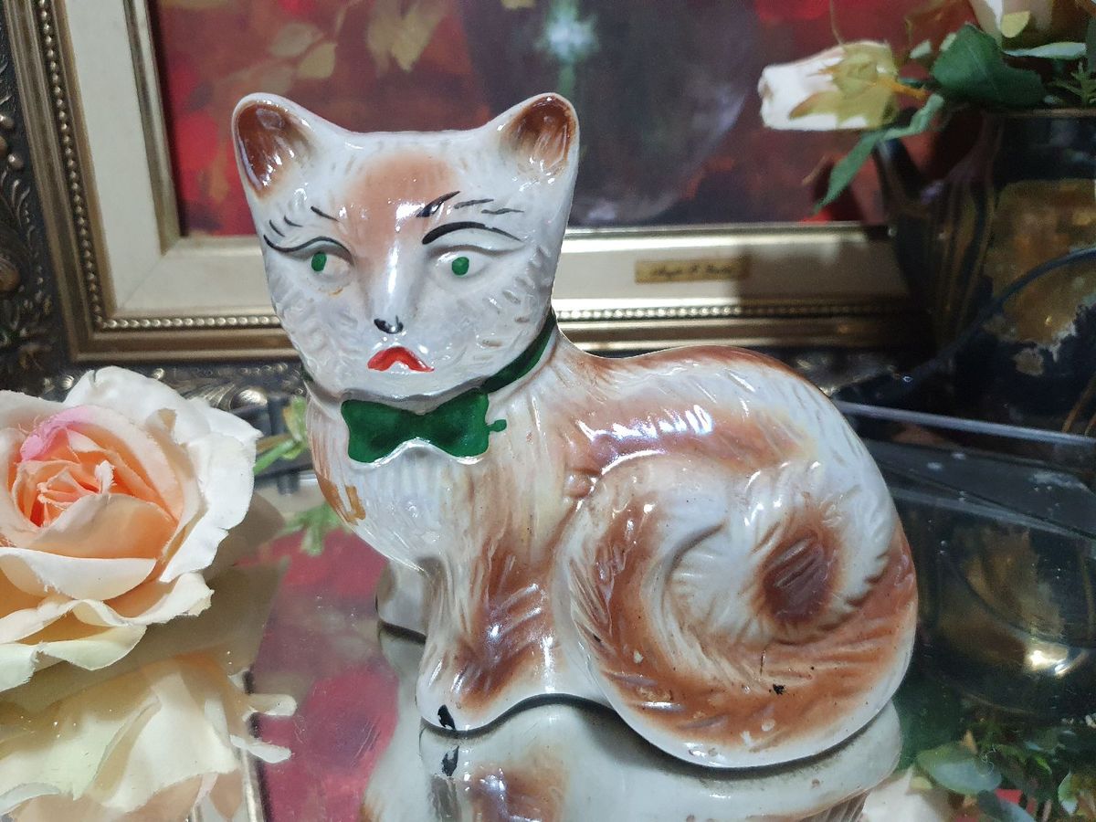 Gato Porcelana Bibelô | Móvel de Antiquário Bibelô Porcelana Gatinho ...