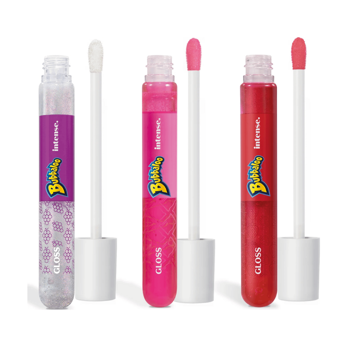 Gloss Bubbaloo Brilho Labial Intense Uva, Morango e Tutti Frutti - 5ml ...