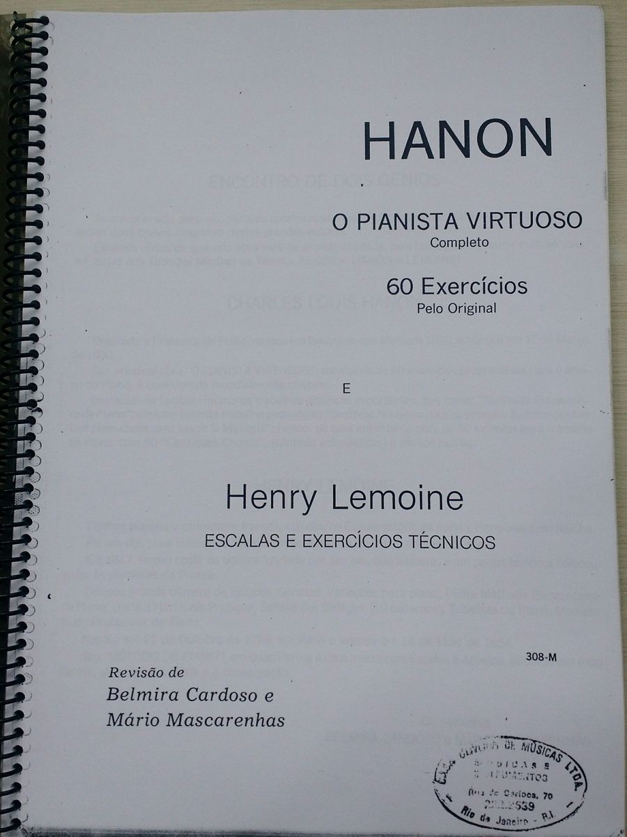 Hanon O Pianista Virtuoso 60 Exercícios, e Henry Lemoine, Escalas e ...
