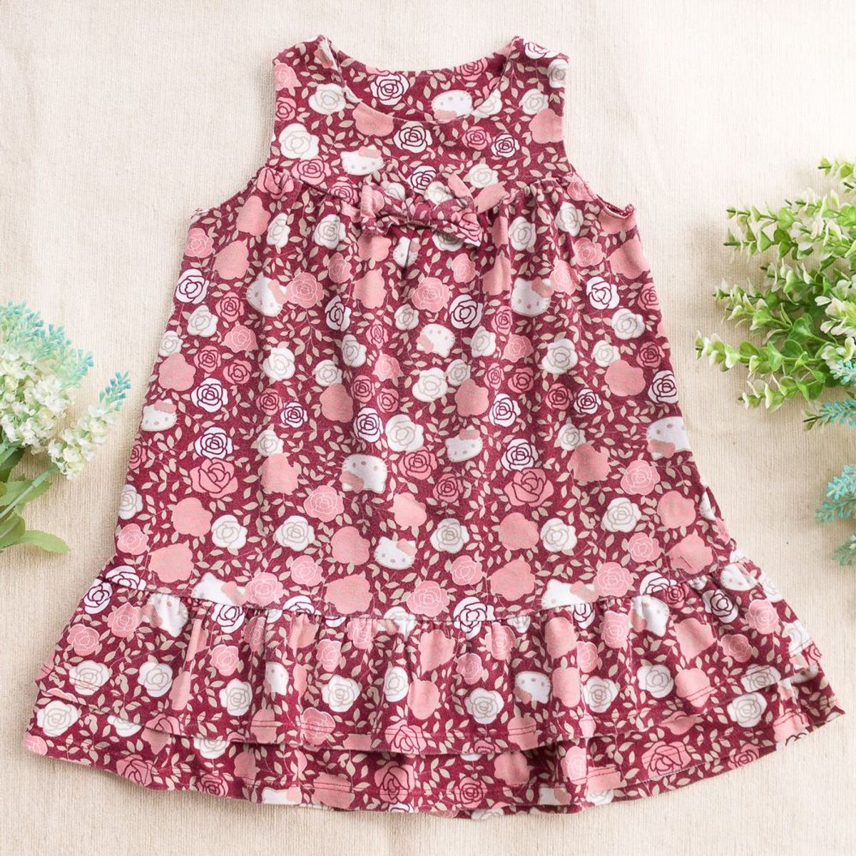 Hello Kitty Vestido Floral Rosa Original Sanrio | Roupa Infantil para ...