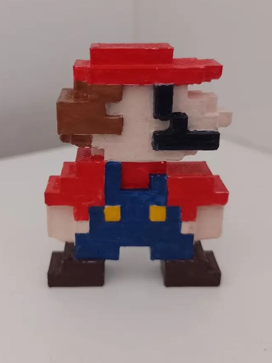 Impressão 3d Mario Pixel. Pintado a Mão Novo. Vai Na Caixa Pra Presente ...