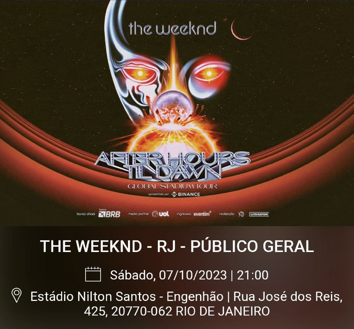 Ingresso Show The Weeknd Rj | Item de Música Nunca Usado 82070056 | enjoei