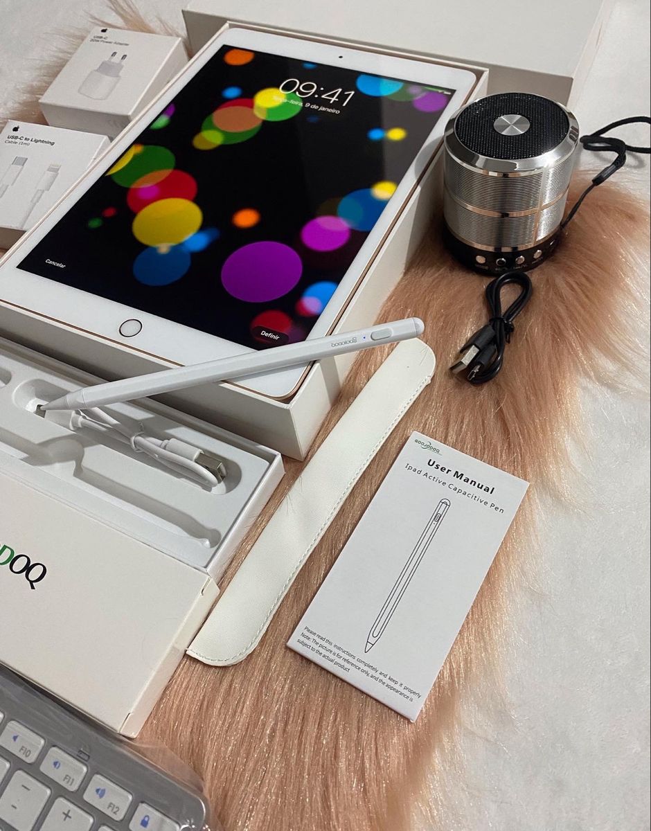 Ipad 128gb 7th Geração Rose Wi-fi com Caneta Bluetooth e Teclado ...