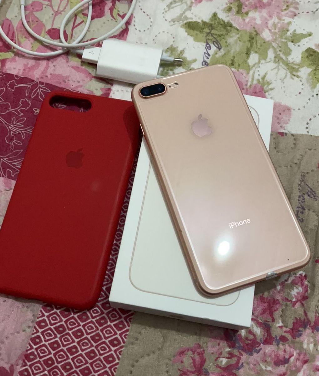 Iphone 8 Plus Original Vitrini 1 Mes de Uso Cor Rosa, 256gb, Carregador ...