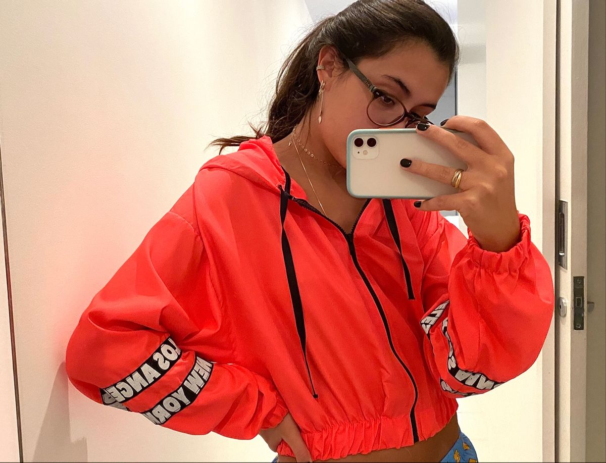 Jaqueta Bomber Jacket Rosa Neon Cropped | Casaco Feminino Usado ...