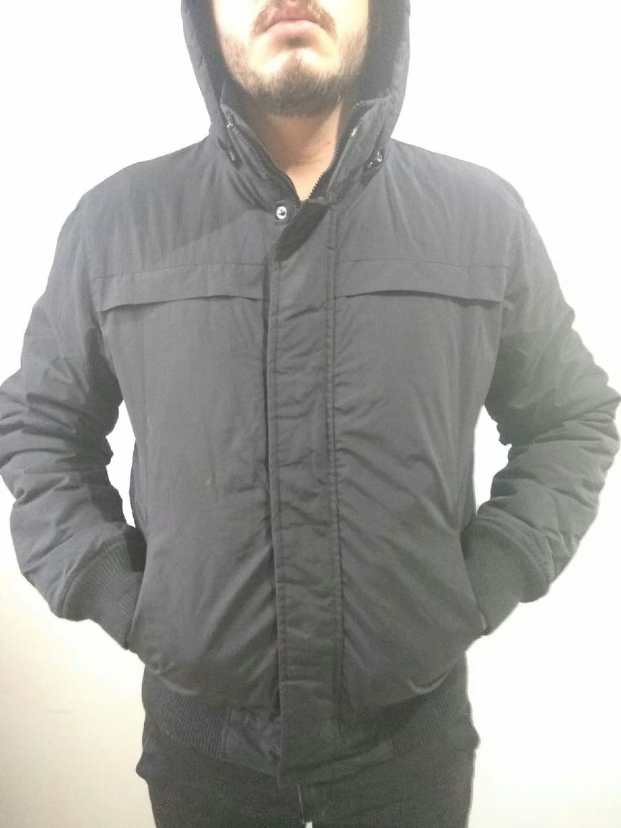 Jaqueta Bomber Preta Impermeável | Casaco Masculino Fsbn Usado 51506171 ...