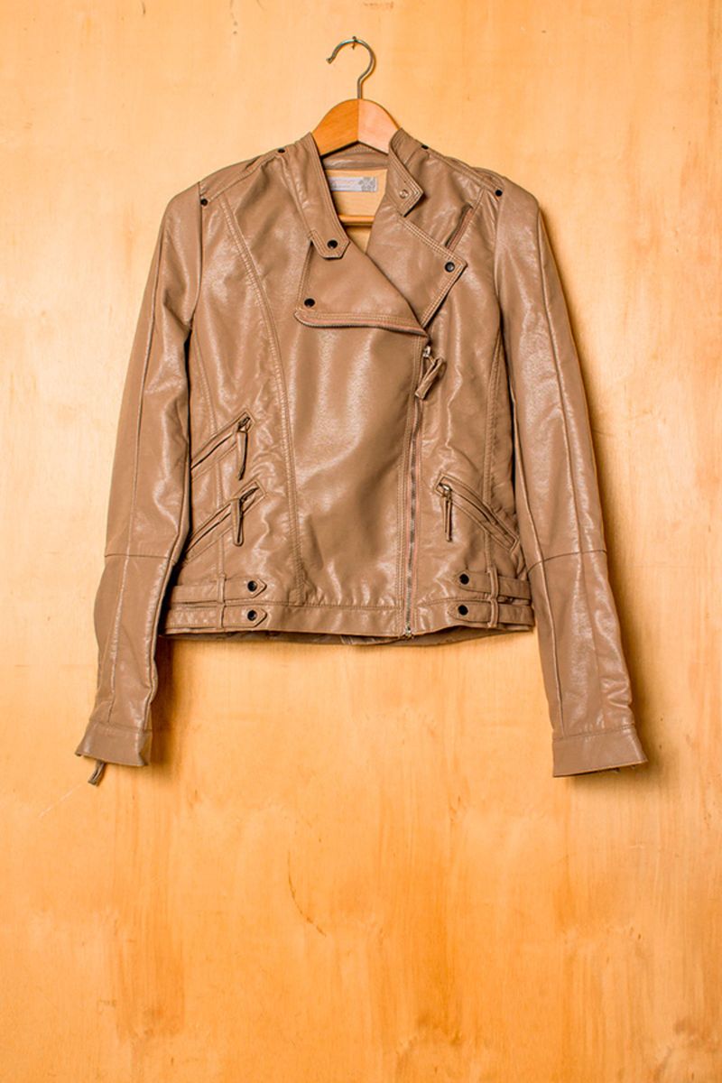 Jaqueta Couro Bege | Casaco Feminino Wollner Usado 2120127 | enjoei