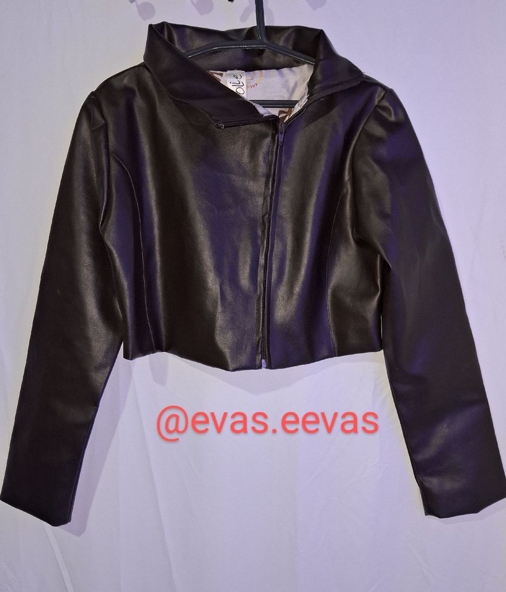 Jaqueta Couro Ecológico Marrom | Casaco Feminino Anne Kanner Usado ...