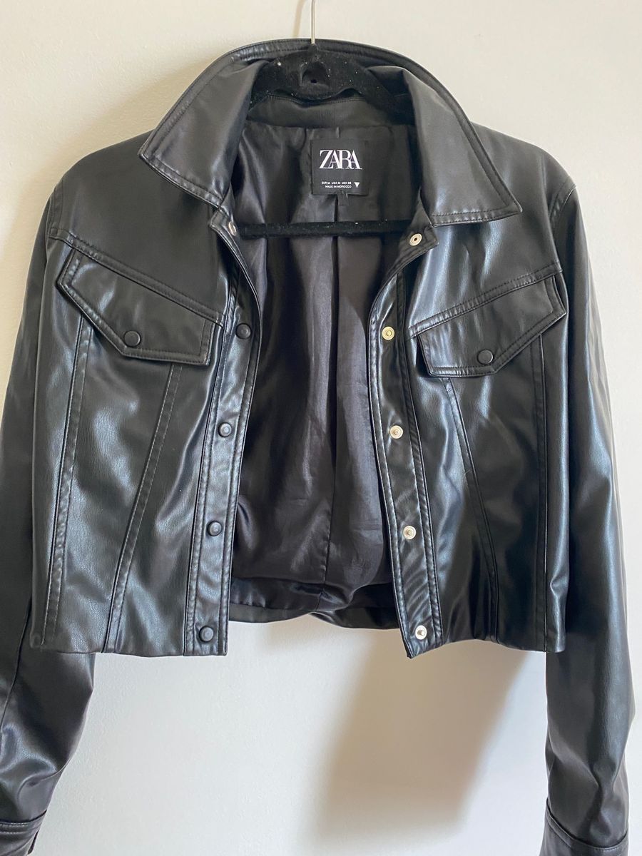 Jaqueta Couro Fake Zara | Casaco Feminino Zara Usado 107959185 | enjoei