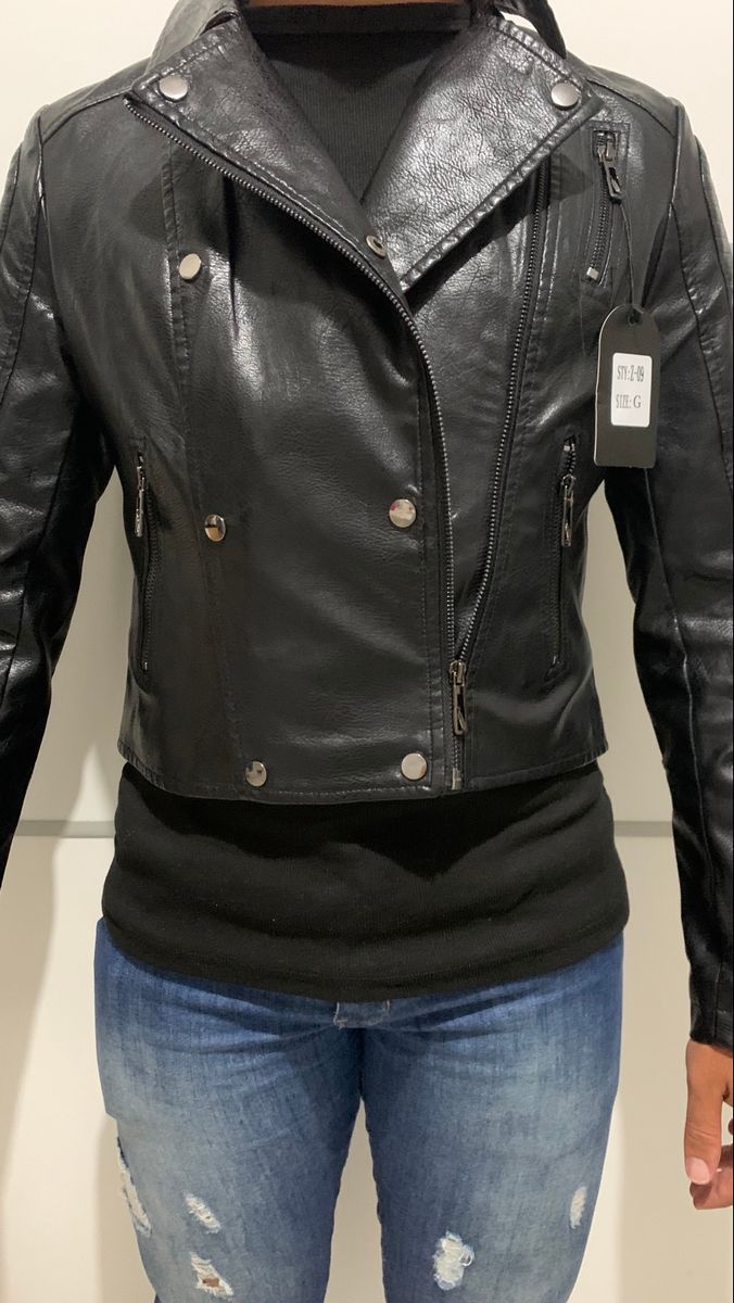 Jaqueta de Couro Sintético | Casaco Feminino Use Closet Nunca Usado ...