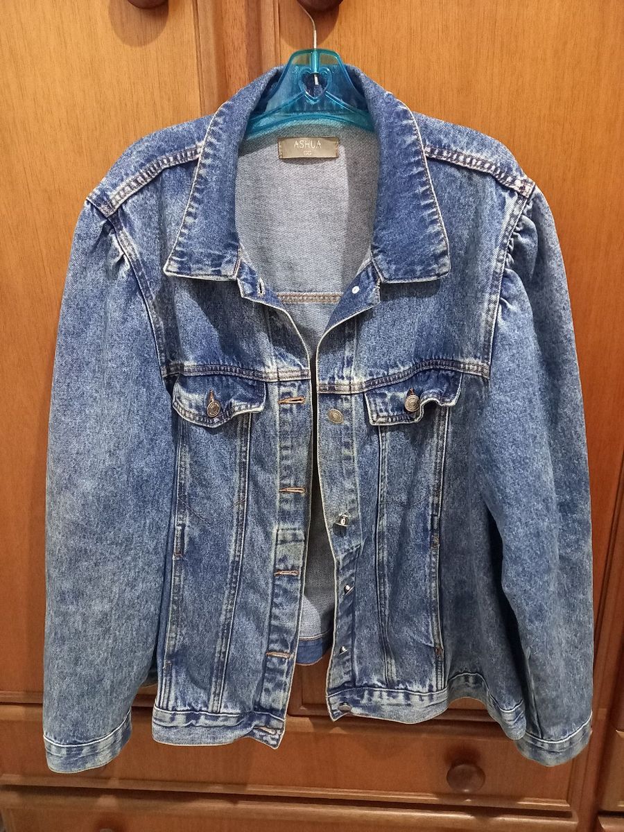 Jaqueta Jeans com Manga Bufante | Ashua Plus Size | Gg | Casaco ...