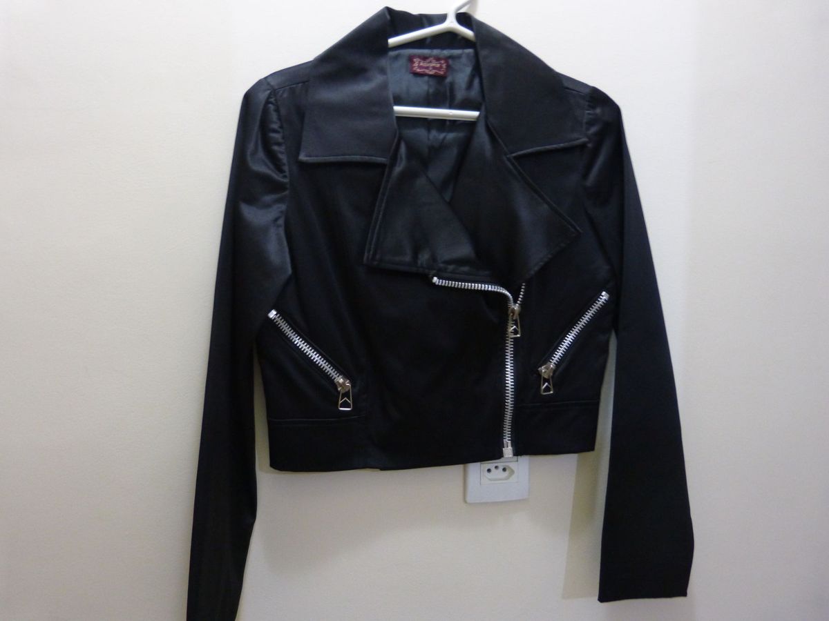 Jaqueta Preta Estilo Motorcycle | Casaco Feminino Aquamar Usado 2414619 ...