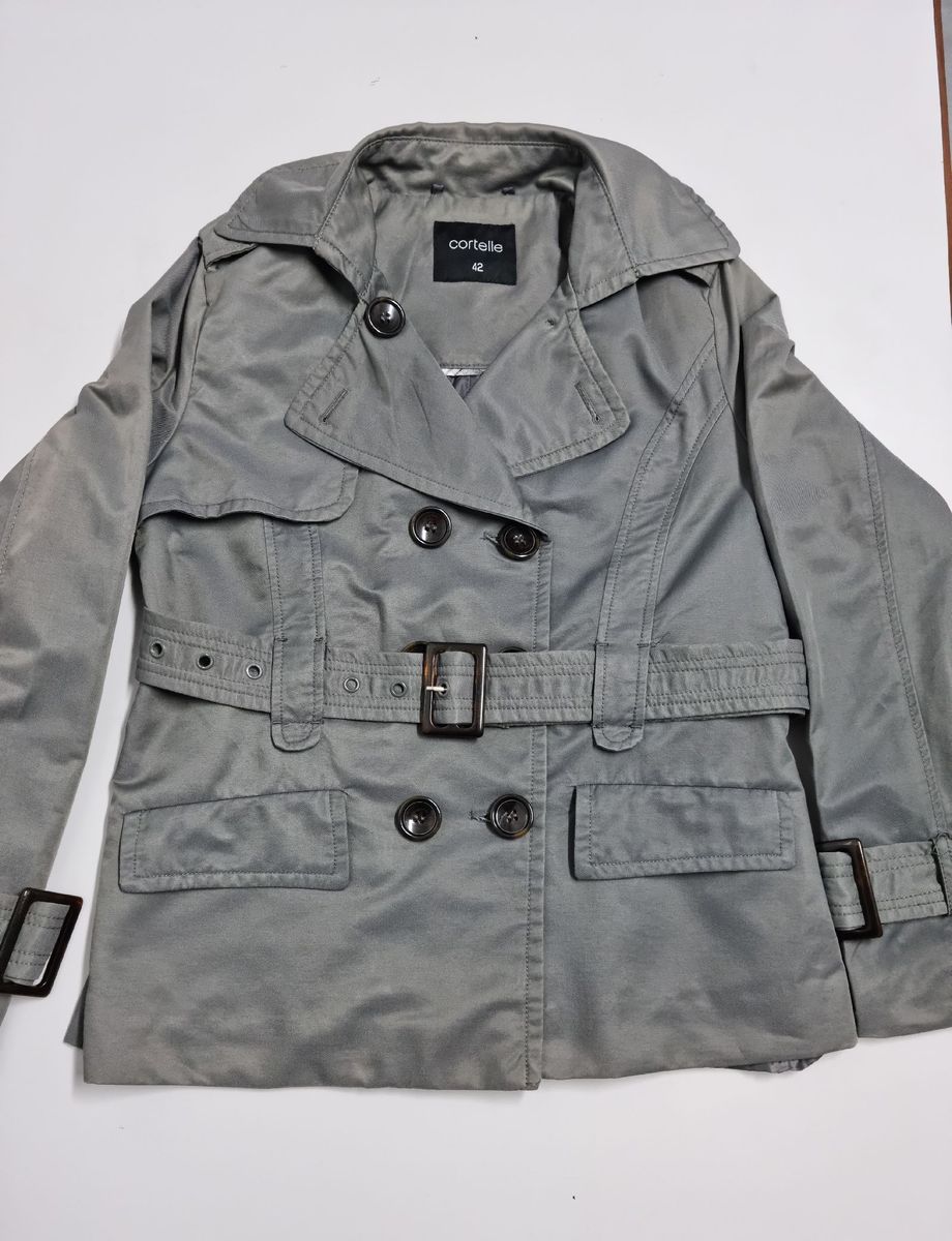 Jaqueta Trench Coat Cinza | Casaco Feminino Cortelle Usado 72682987 ...