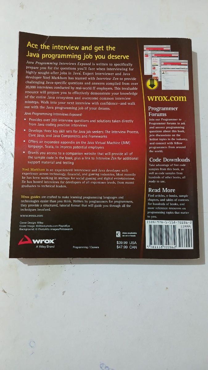 Java Programming Interviews Exposed - Noel Markham | Livro Livro Usado 112455966 | enjoei