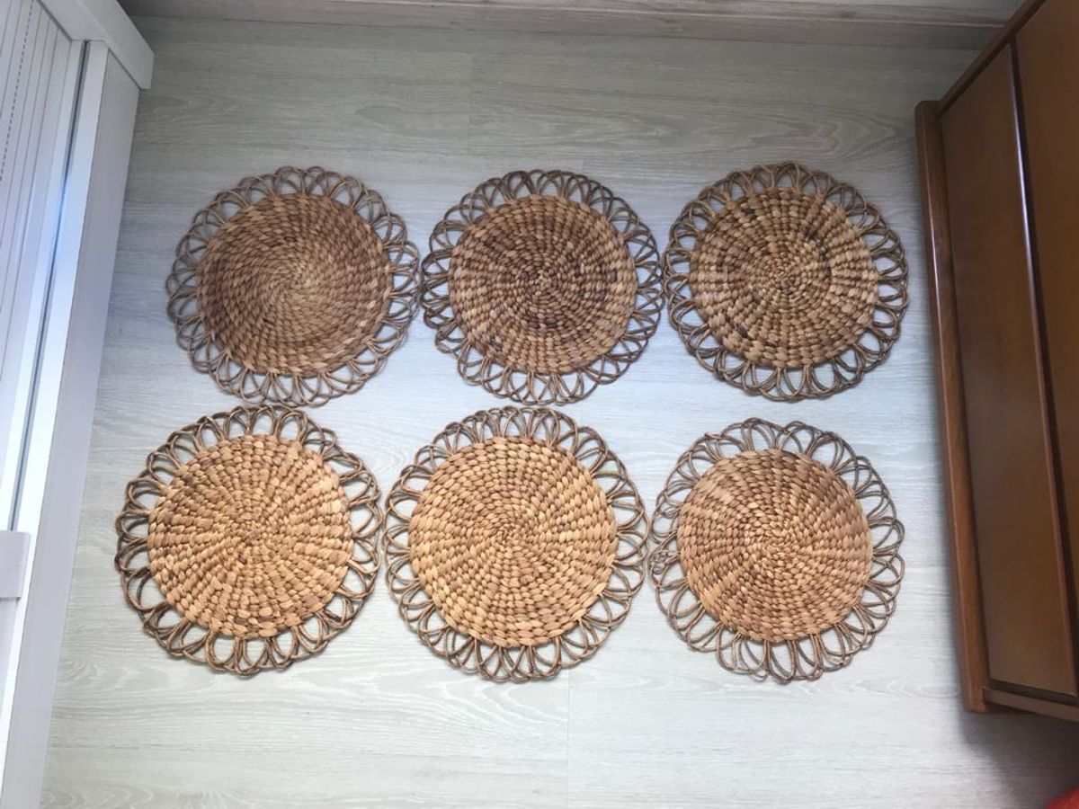 Jogo 6 Peças. Sousplat / Jogo Americano. Ráfia | Item de Decoração ...