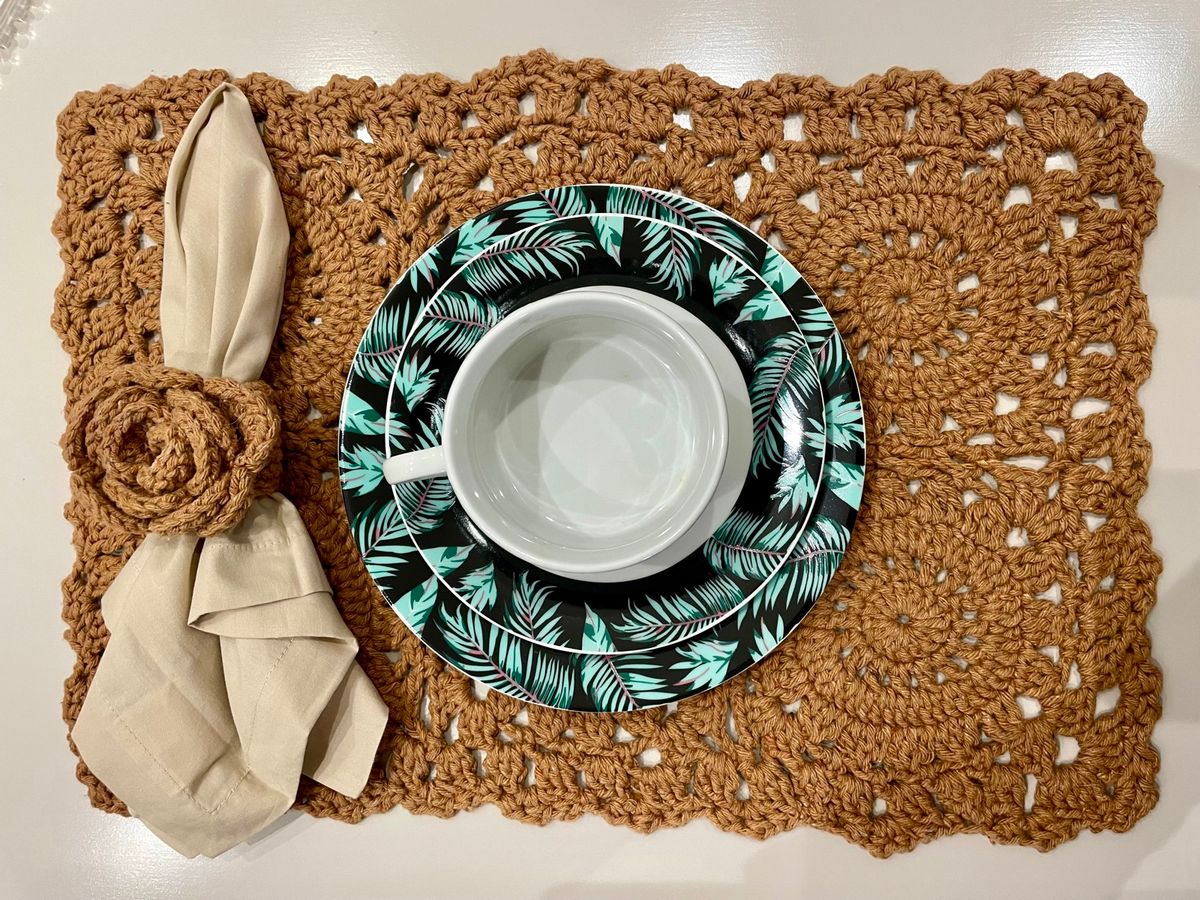 Jogo Americano + Pg em Crochê | Mesa Jg Home Decor Nunca Usado 84010934 ...