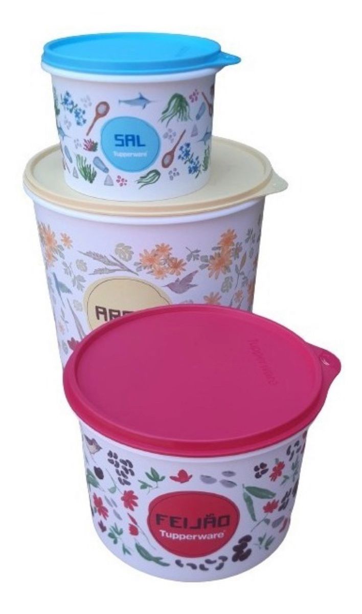 Jogo Caixas Floral Tupperware Arroz 5k - Feijão 2k- Sal 1,3k | Móvel de ...