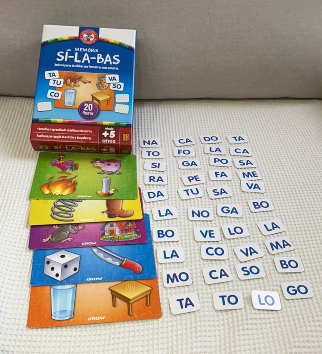 Jogo da Memória Das Sílabas - Jogo com Figuras e Sílabas para ...