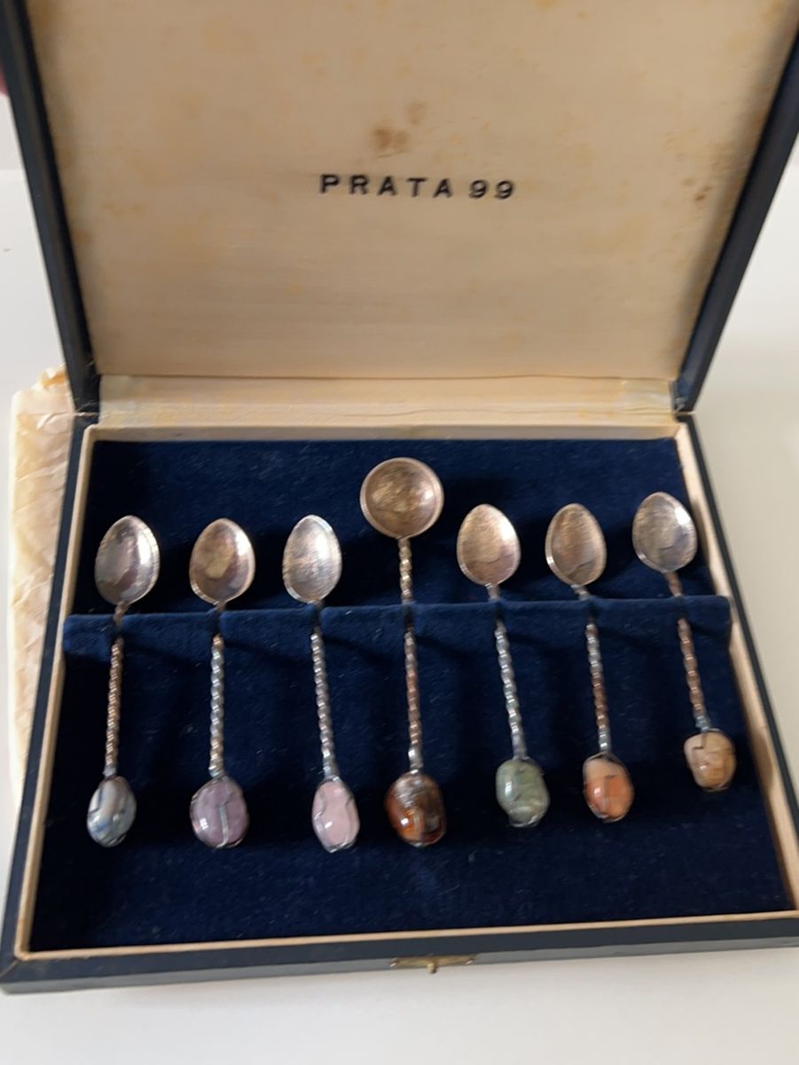 Jogo de Colhetes de Cafe em Prata 99 | Móvel de Antiquário Mp Prata 99 ...