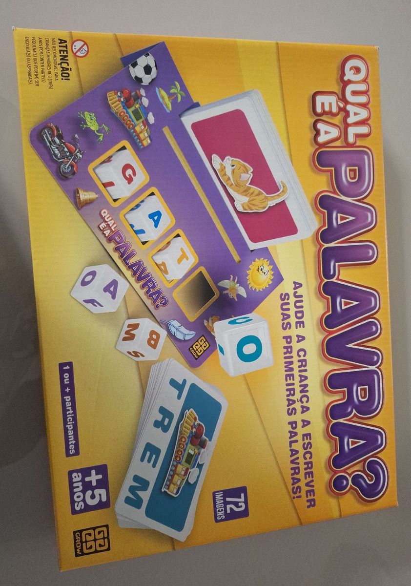 Jogo Didático Qual É a Palavra? para Criança de 5anos+. Marca Grow ...