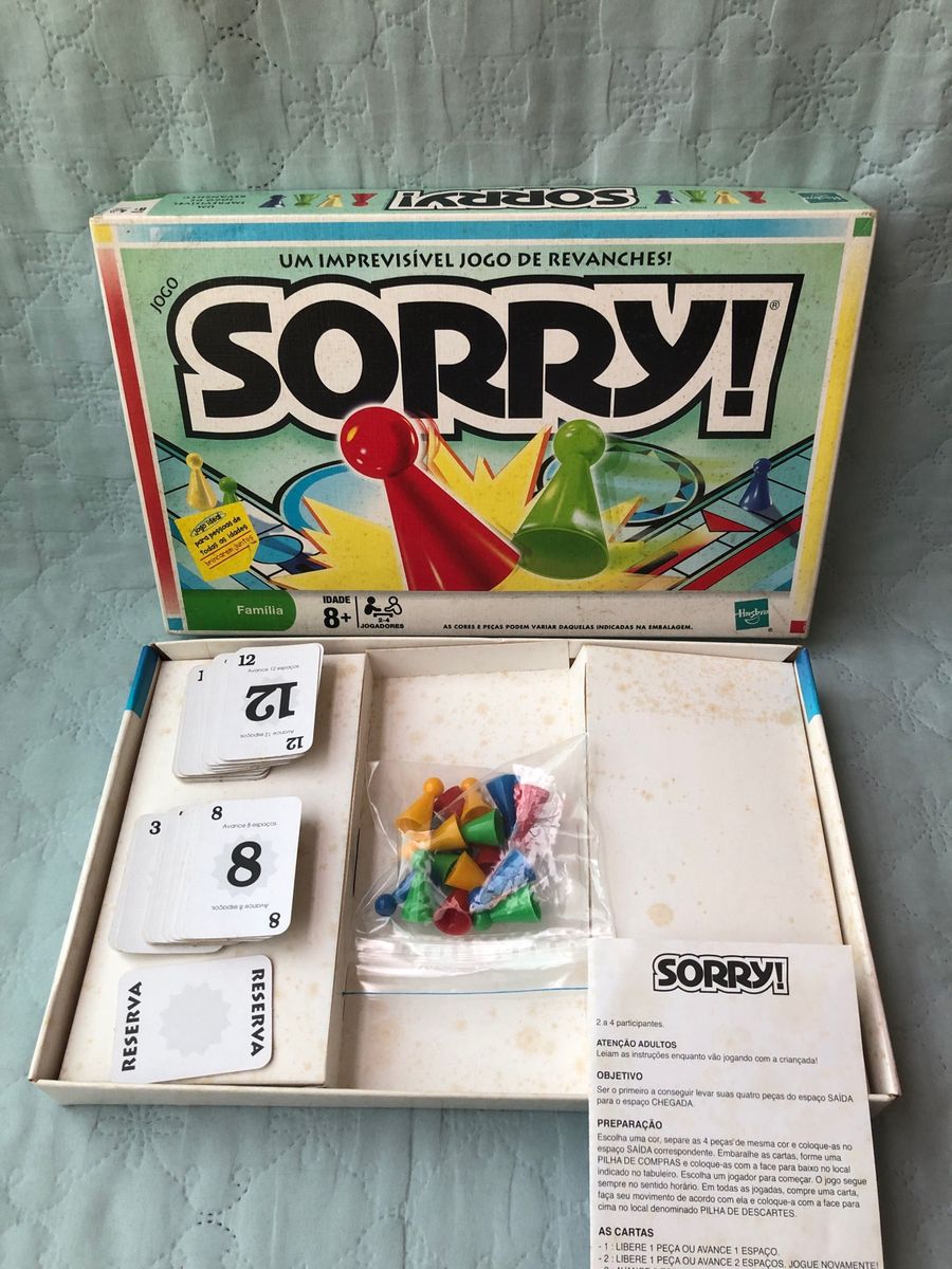 Jogo Sorry Hasbro Completo | Jogo de Tabuleiro Hasbro Usado 83697399 ...