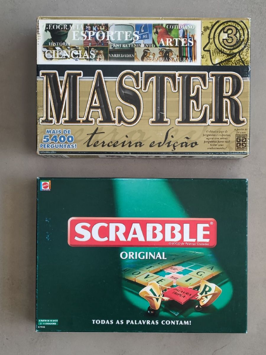 Jogos de Tabuleiro Master e Scrabble | Jogo de Tabuleiro Grow Usado ...
