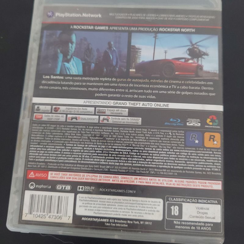 Gta 5 Ps3 Back Cover