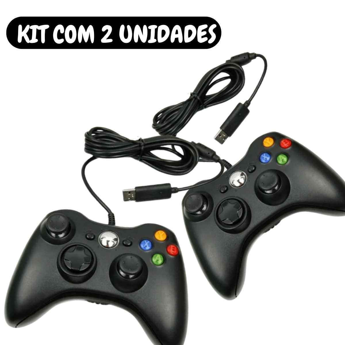 Kit 2 Controles de Xbox 360 Usb Compatível Pc Gamer, Notebook, Game ...