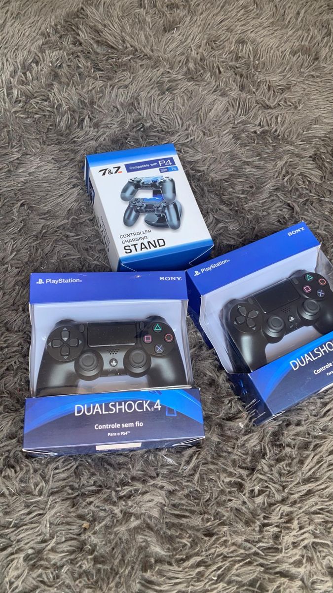 Kit 2 Controles Dualshock 4 Bluetooth Touchpad + Carregador Vertical ...