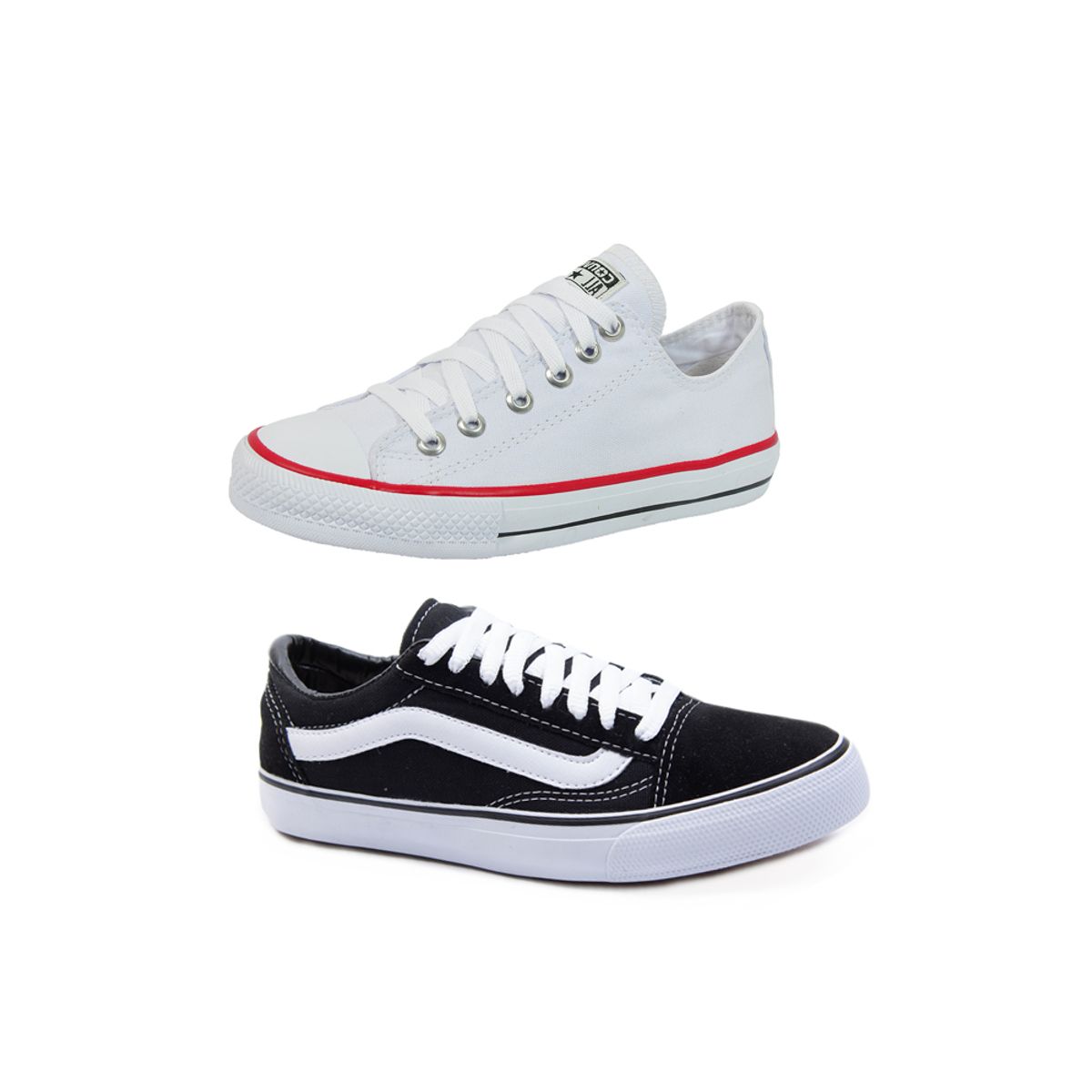 Kit 2 Pares Branco Lona Converse All Star + Vans - 34 Ao 43 | Tênis ...