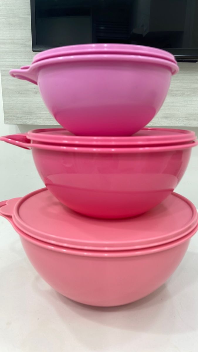 Kit 3 Tupperware Redondos Tons de Rosa - 1,4l 3l e 4,5 L | Móvel de Cozinha Tupperware Usado ...
