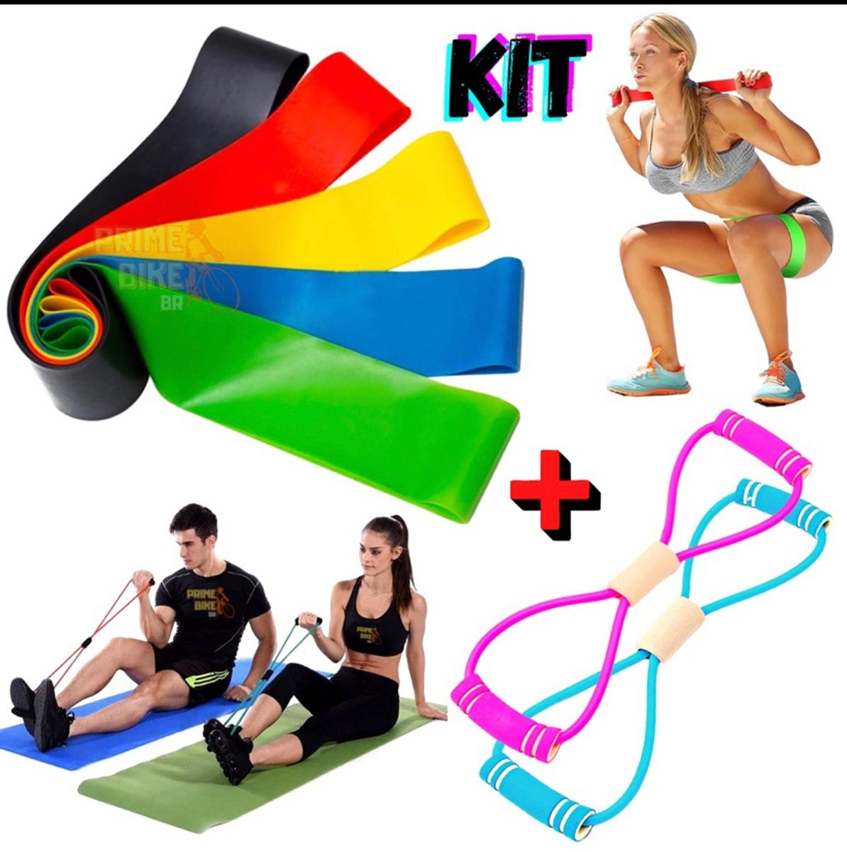 Kit 5 Elástico Treino Mini-band + Elástico Tensão Extensor para Treino ...