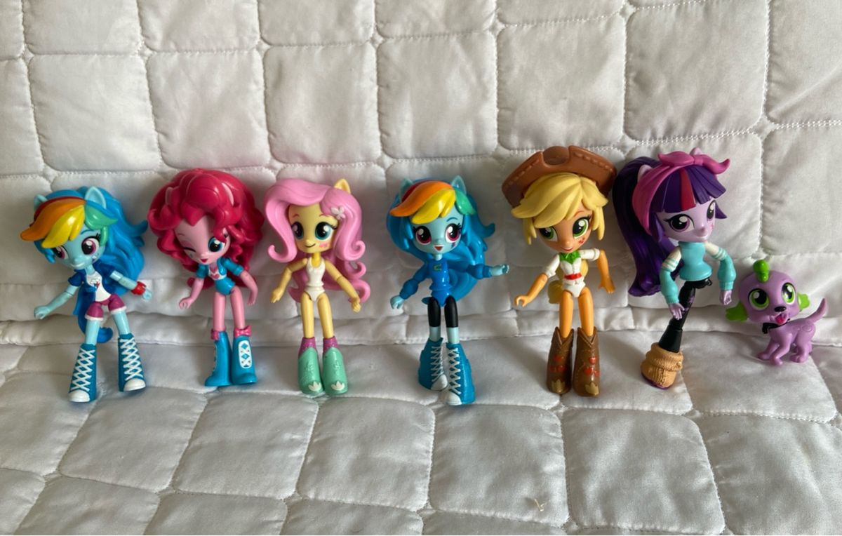 Kit 6 Bonecas My Little Poney Equestrian Girls Mini. com Rainbow Dash, Pinkie Pie, Fluttershy ...