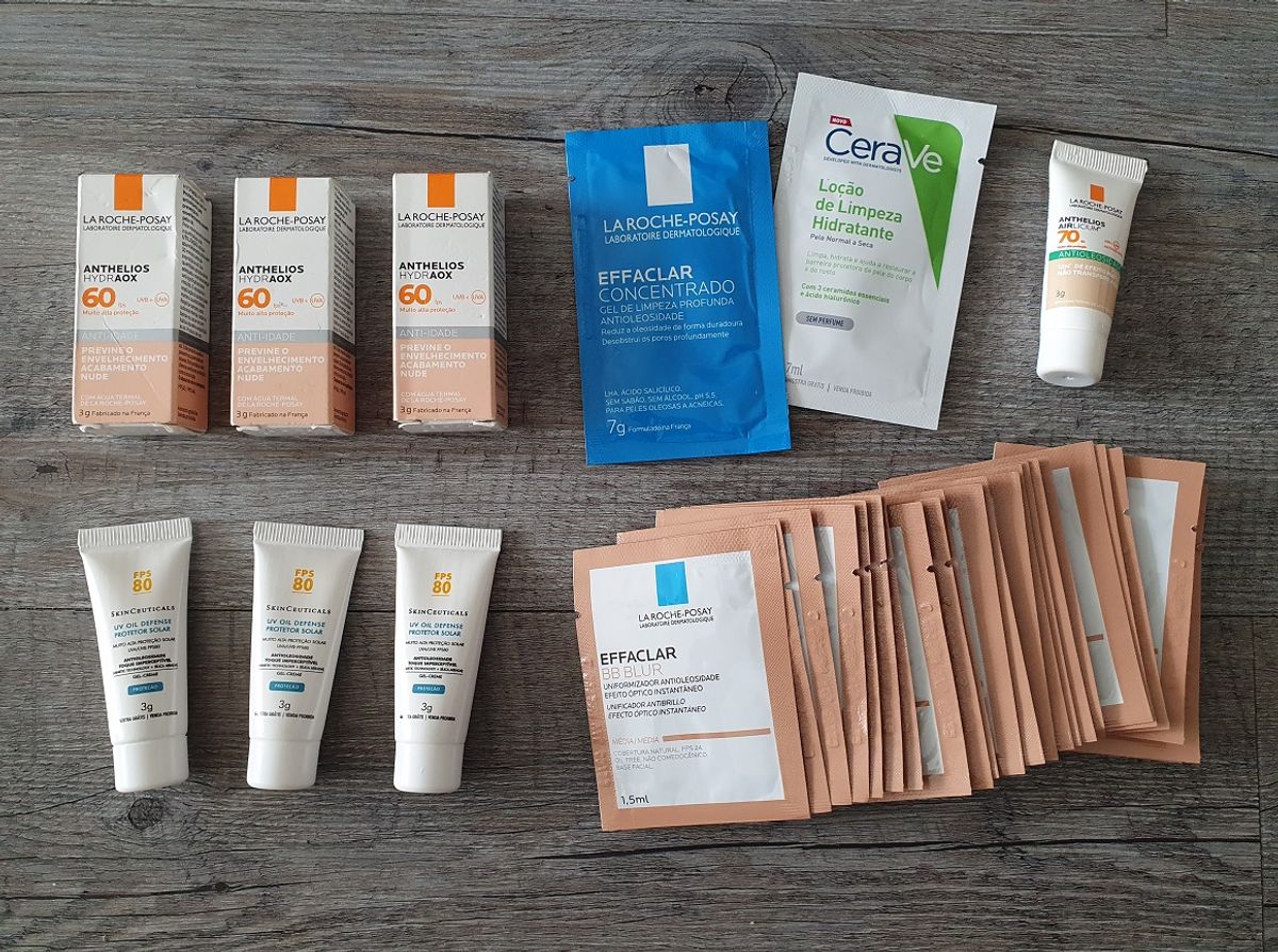 Kit Amostras Cosméticos Variados Sachês/tubinhos Protetor Solar ...