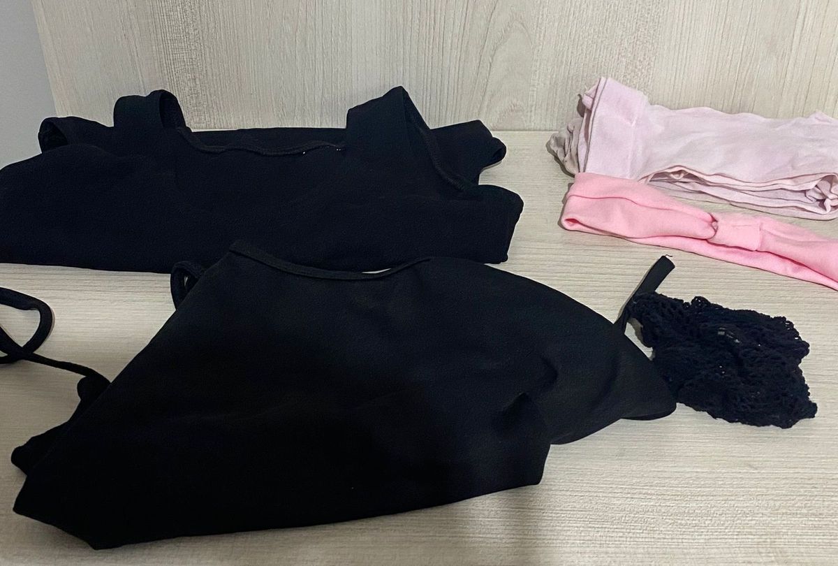 Kit Balé - Colant, Saia, Meia, Rede Cabelo e Faixa Cabelo, | Roupa ...