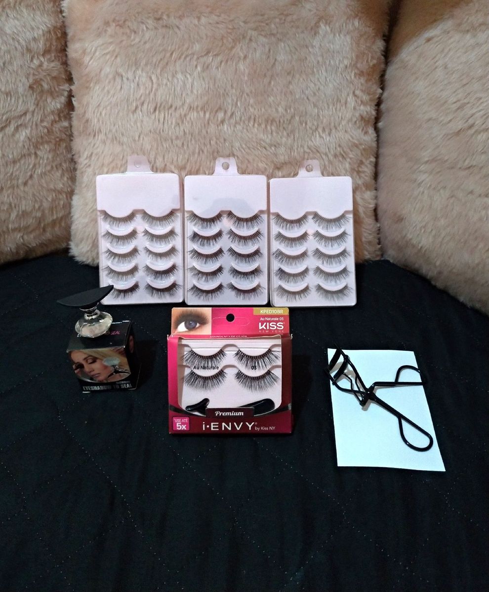 Kit Cílios Postiços 17 Pares Curvex e Carimbo para Cut Crease 2 Pares ...