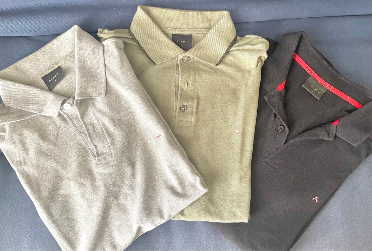 Kit com 3 Camisetas Polo, Marca Aramis, Cores Clássicas, Tam M ...