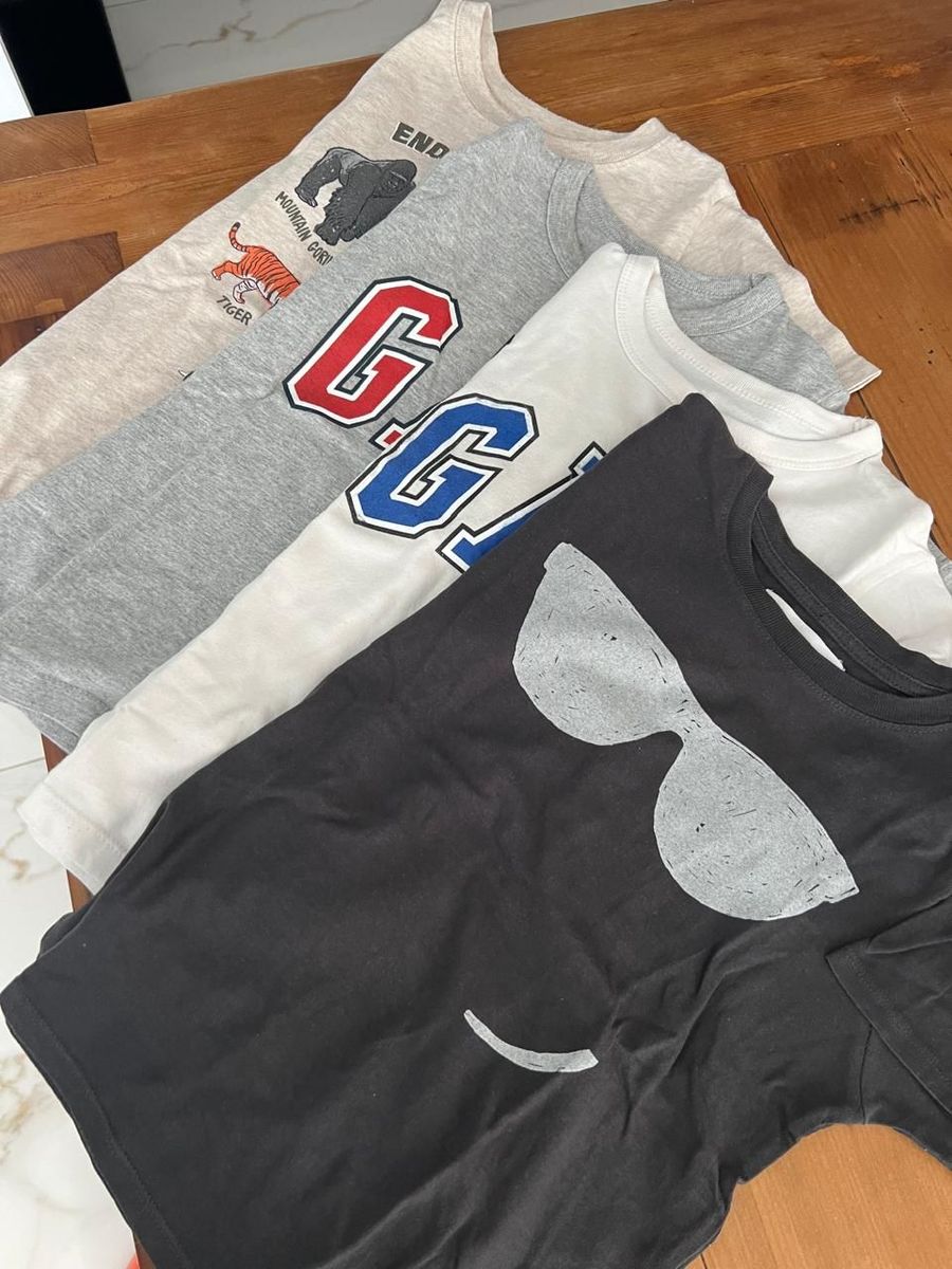 Kit com 4 Camisetas Infantis - Gap/zara/garanimais - Tamanho 5 Anos | Roupa Infantil para Menino ...