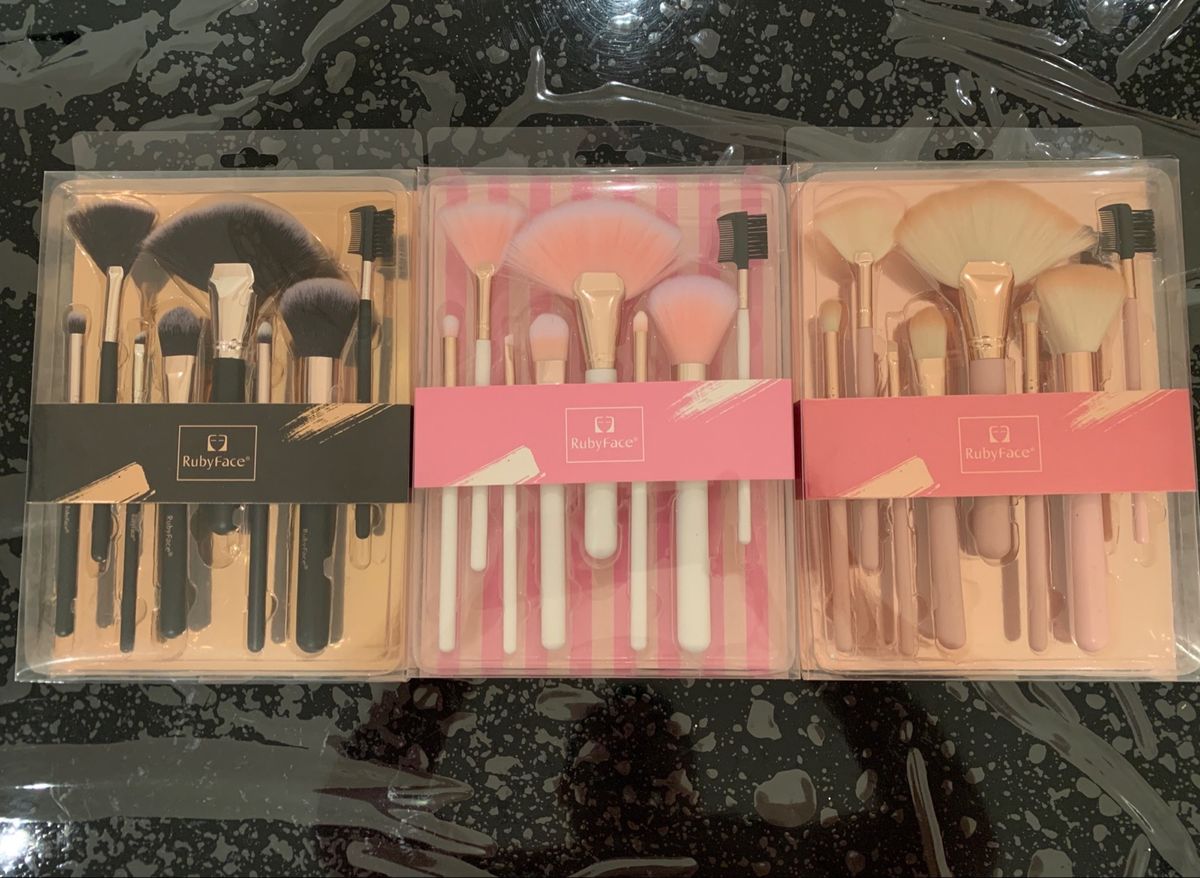 Kit com 8 Pincéis para Maquiagem Ruby Face | Maquiagem Feminina Ruby ...