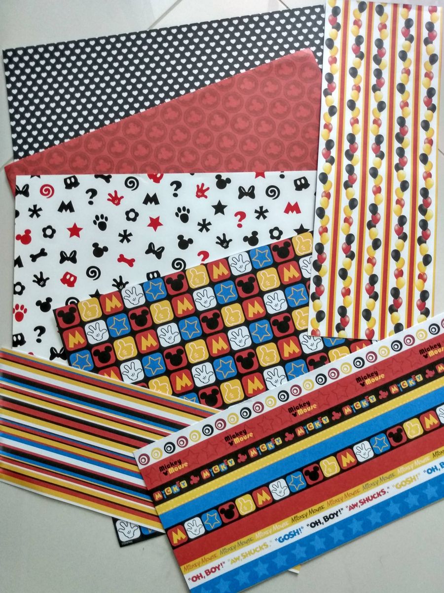 Kit de Retalhos de Papéis Scrapbook Turma Mickey e Minnie - Disney ...